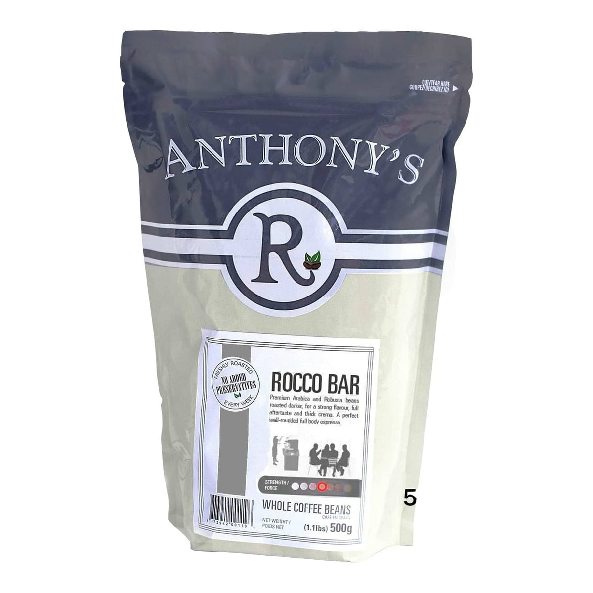 Buy Anthony's Roccobar Whole Beans - 500g Online | Anthony’s Espresso