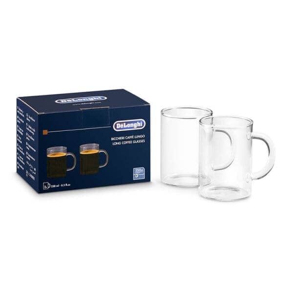 Buy De'Longhi Glass Coffee Mugs - Set of 2 (250ml/8.5oz) #DLSC320 ...